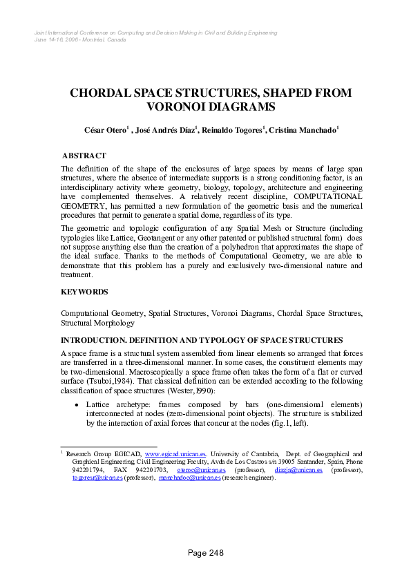 (PDF) Chordal Space Structures, Shaped from Voronoi Diagrams