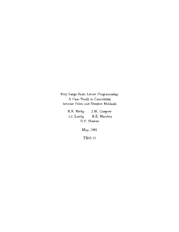 (PDF) Very Large-Scale Linear Programming: A Case Study in Combining ...