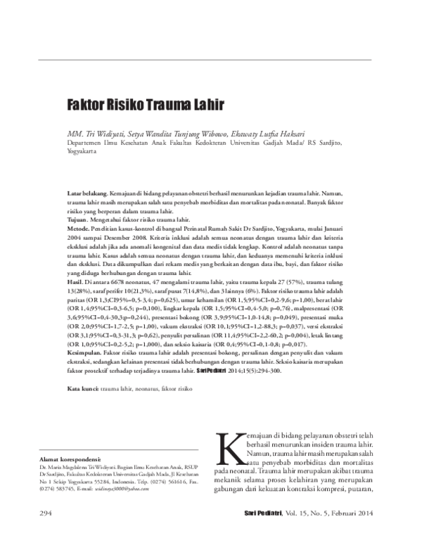 (PDF) Faktor Risiko Trauma Lahir