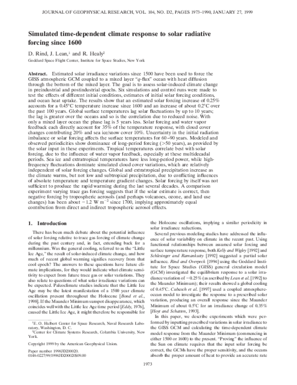 (PDF) Simulated time-dependent climate response to solar radiative ...