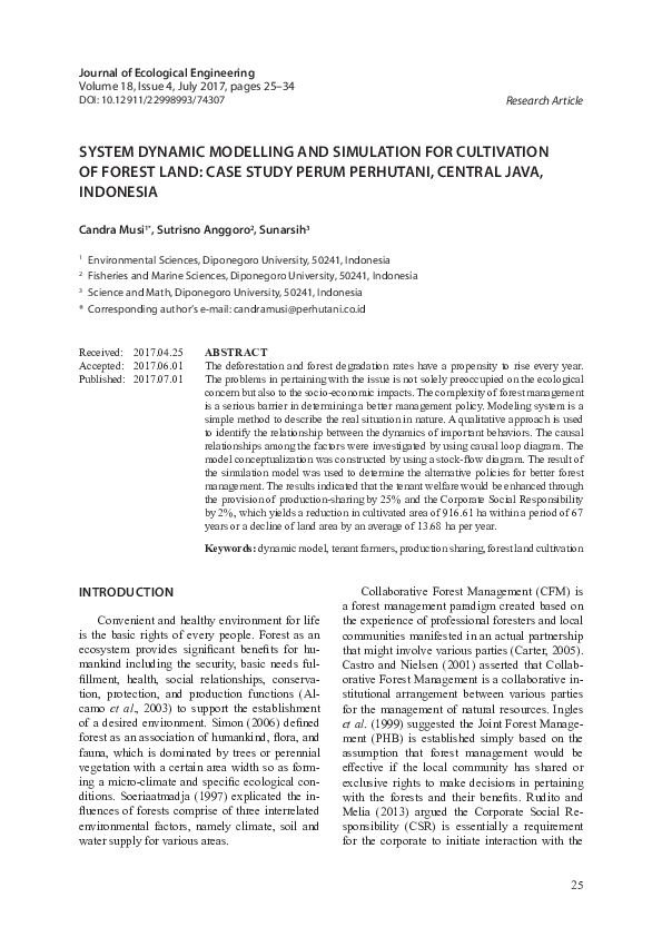 (PDF) System Dynamic Modelling and Simulation for Cultivation of Forest ...