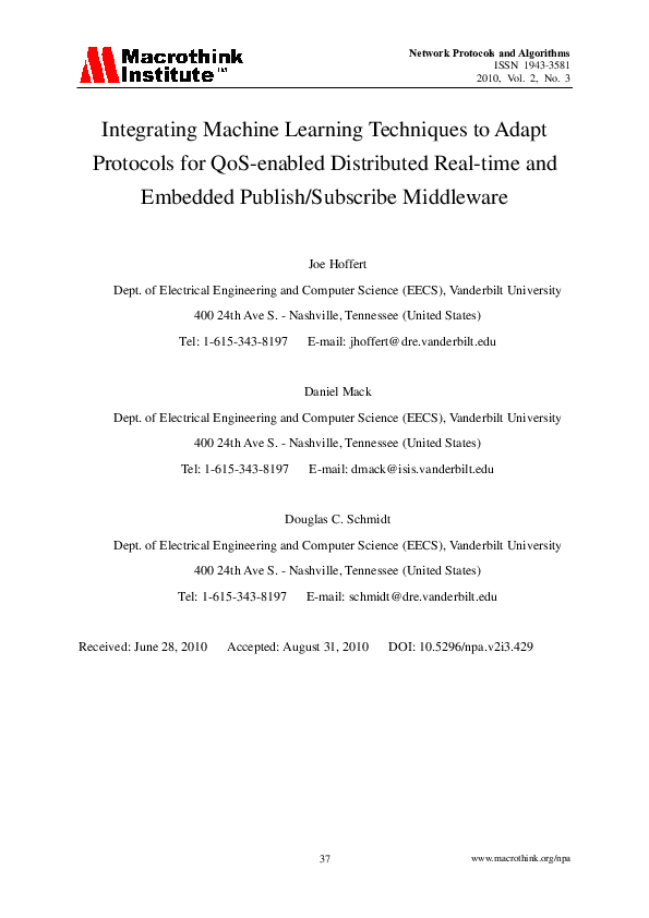 (PDF) Integrating Machine Learning Techniques to Adapt Protocols for ...