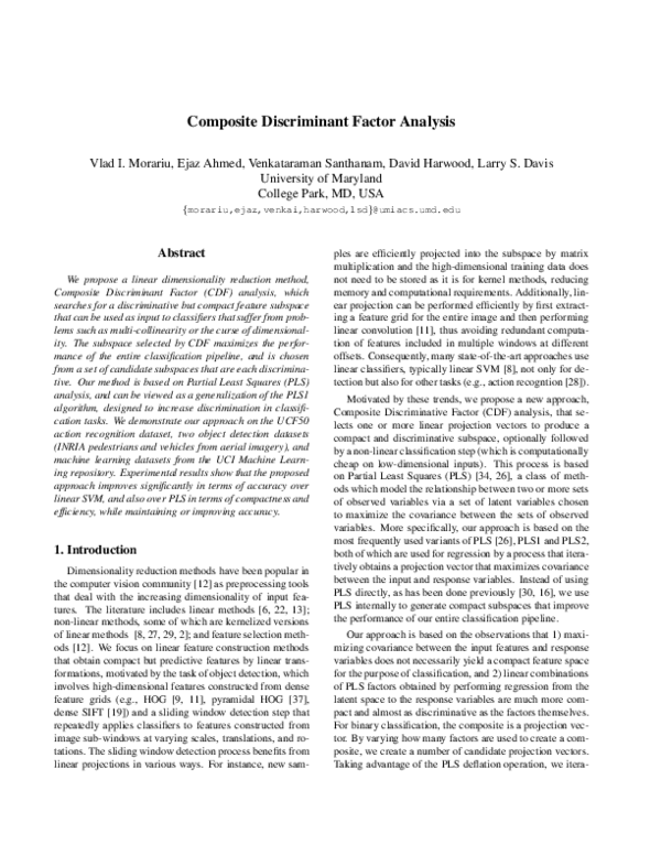 (PDF) Composite Discriminant Factor analysis