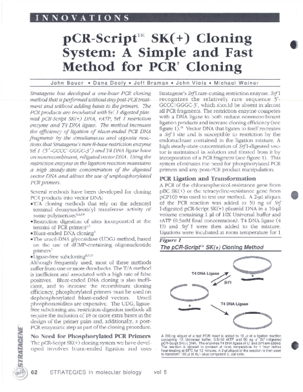 (PDF) PCR-Script SK(+) Cloning System: A Simple and Fast Method for PCR ...