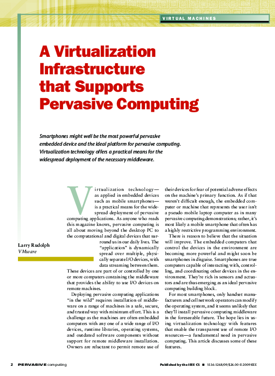 (PDF) A Virtualization Infrastructure that Supports Pervasive Computing