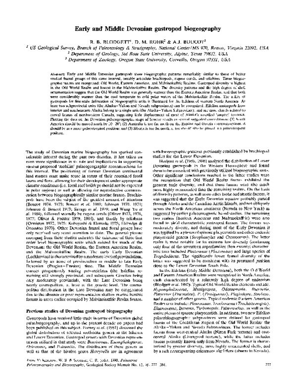 (PDF) Early and Middle Devonian gastropod biogeography | David Rohr ...