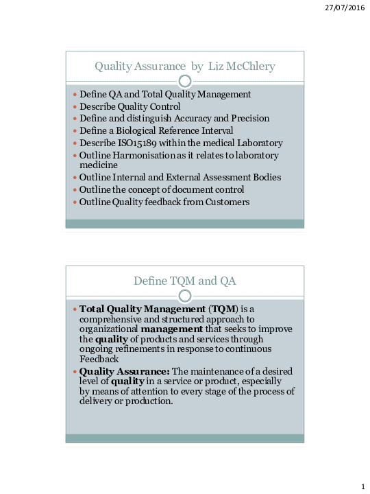 (PDF) Principles of Quality Assurance