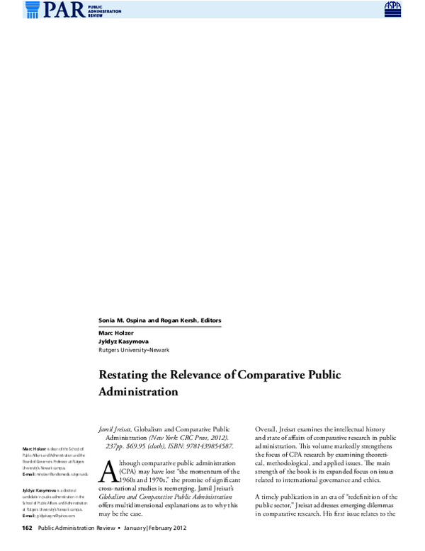 (PDF) Restating the Relevance of Comparative Public Administration