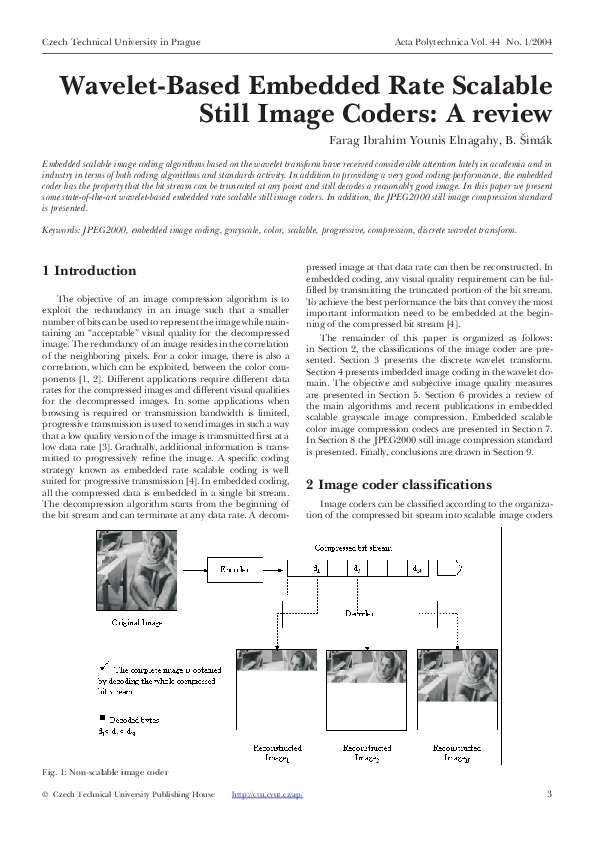 Pdf Wavelet Based Embedded Rate Scalable Still Image Coders A Review