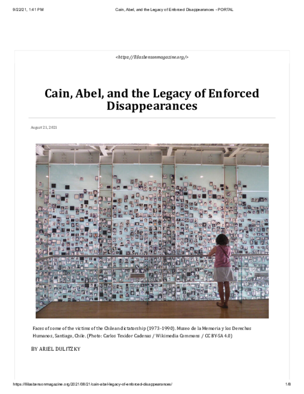 (PDF) Cain, Abel, and the Legacy of Enforced Disappearances