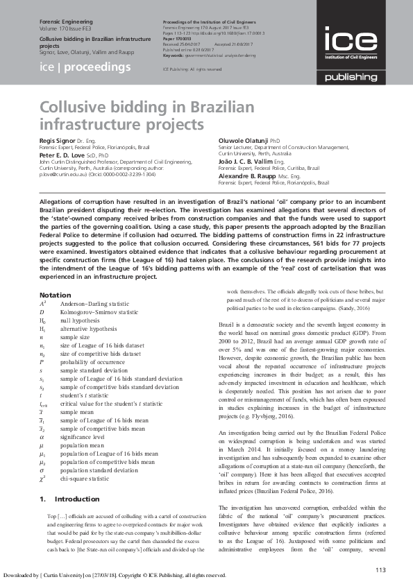 (PDF) Collusive bidding in Brazilian infrastructure projects