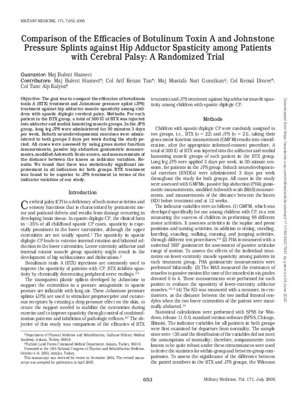 (PDF) Comparison of the efficacies of botulinum toxin A and Johnstone ...