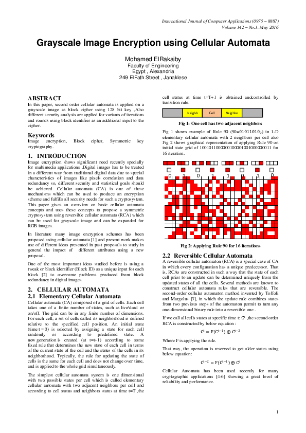 (PDF) Grayscale Image Encryption using Cellular Automata