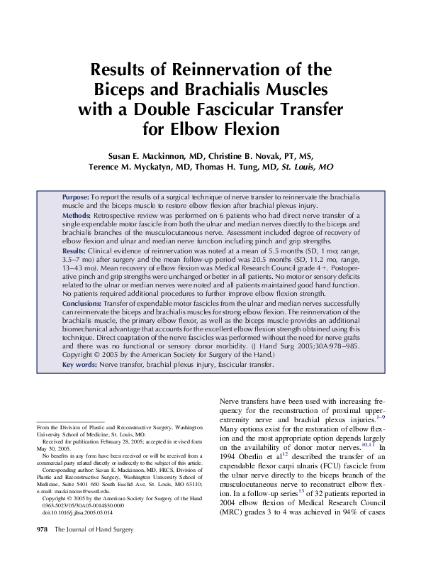 (PDF) Results of Reinnervation of the Biceps and Brachialis Muscles ...
