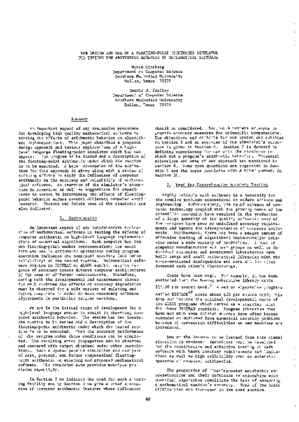 Pdf The Design And Use Of A Floating Point Software Simulator For