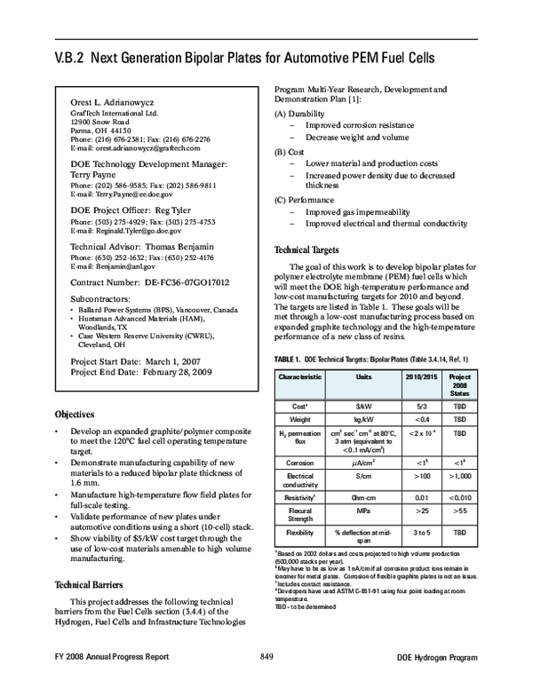 (PDF) Next Generation Bipolar Plates for Automotive PEM Fuel Cells