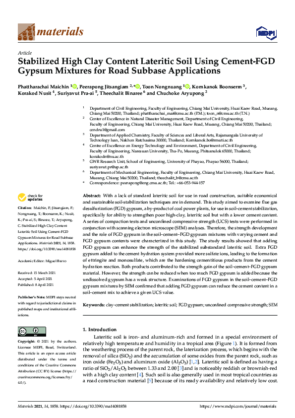 (PDF) Stabilized High Clay Content Lateritic Soil Using Cement-FGD ...