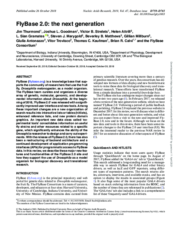 (PDF) FlyBase 2.0: the next generation