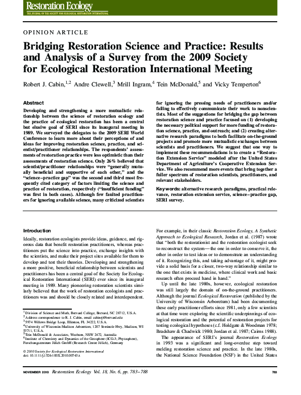 (PDF) Bridging Restoration Science and Practice: Results and Analysis ...