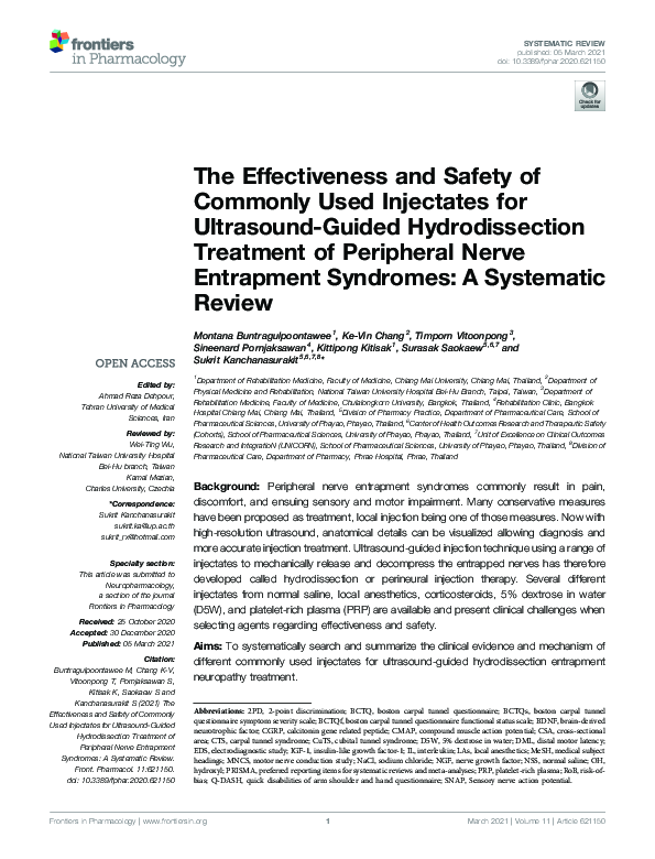 (PDF) The Effectiveness and Safety of Commonly Used Injectates for ...
