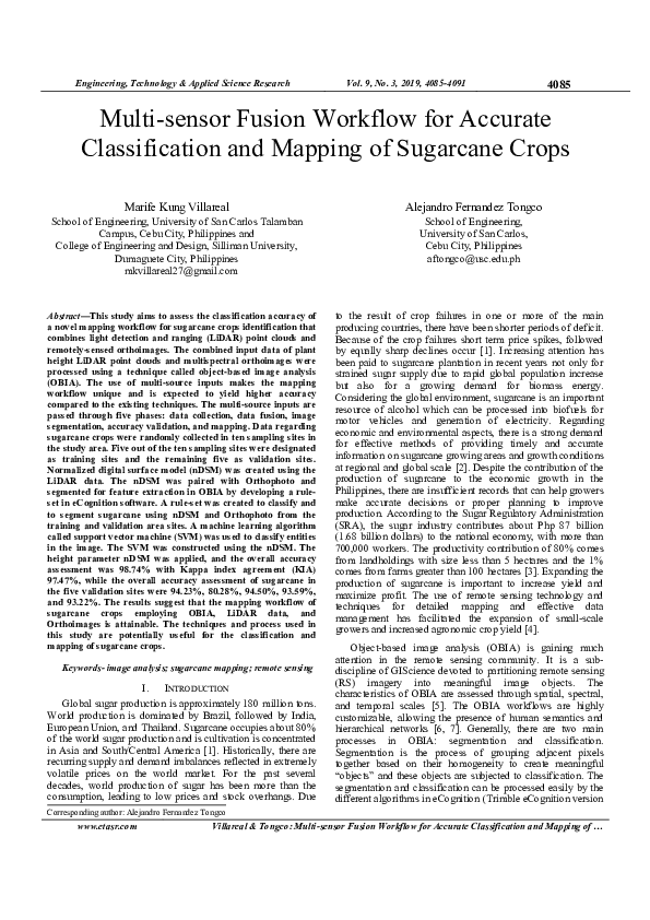 Pdf Multi Sensor Fusion Workflow For Accurate Classification And