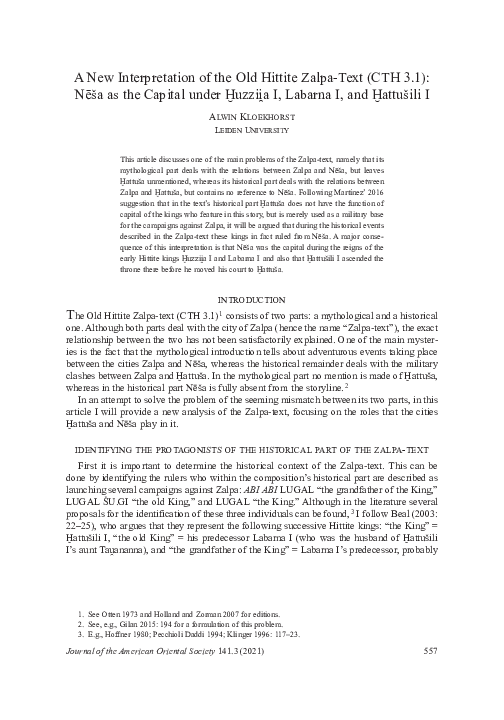 (PDF) A new interpretation of the Old Hittite Zalpa-text (CTH 3.1 ...