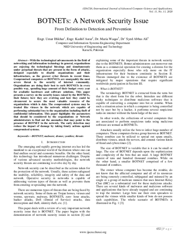 (PDF) BOTNETs: A Network Security Issue