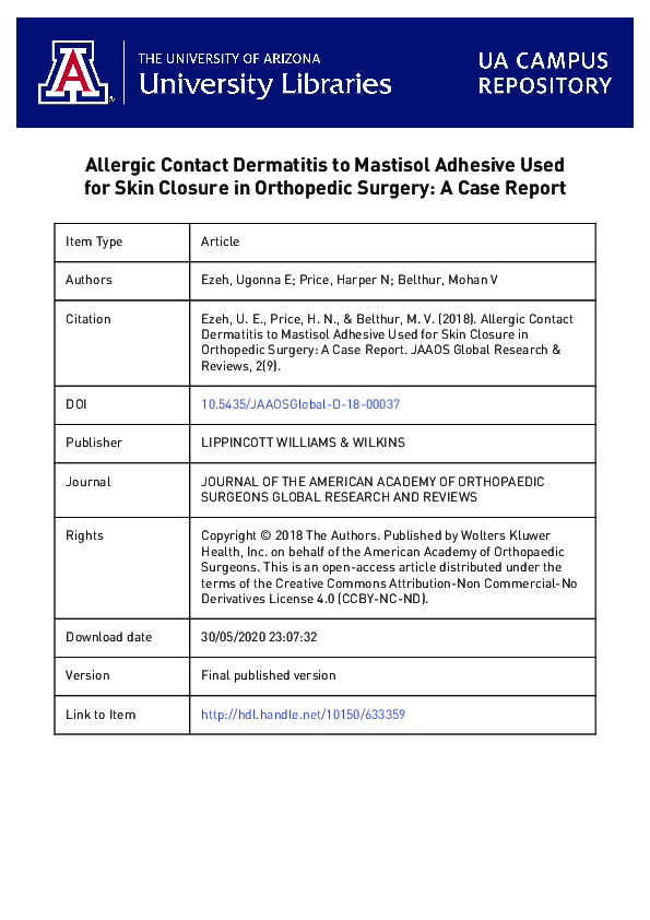 (PDF) Allergic Contact Dermatitis to Mastisol Adhesive Used for Skin ...