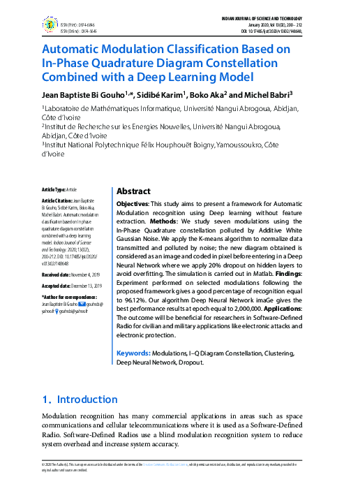 Pdf Automatic Modulation Classification Based On In Phase Quadrature Diagram Constellation
