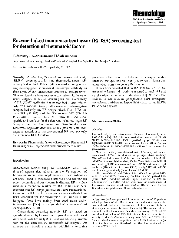 (PDF) Enzyme-linked immunosorbent assay (ELISA) screening test for ...