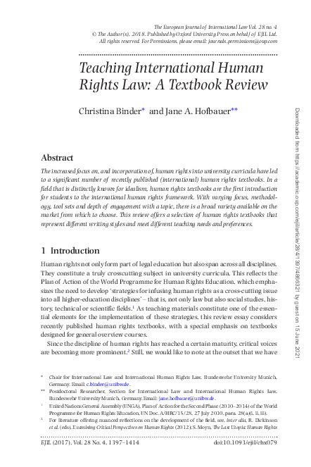 (PDF) Teaching International Human Rights Law: A Textbook Review