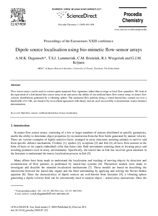 (PDF) Dipole source localisation using bio-mimetic flow-sensor arrays