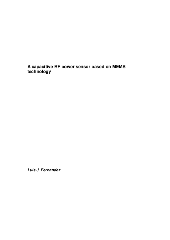 (PDF) Novel rf power sensor based on capacitive MEMS technology