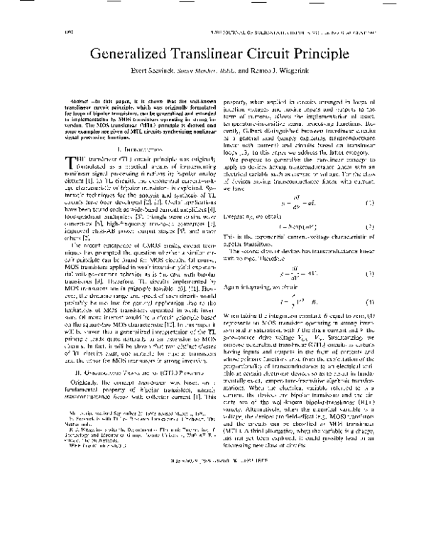 (PDF) Generalized translinear circuit principle
