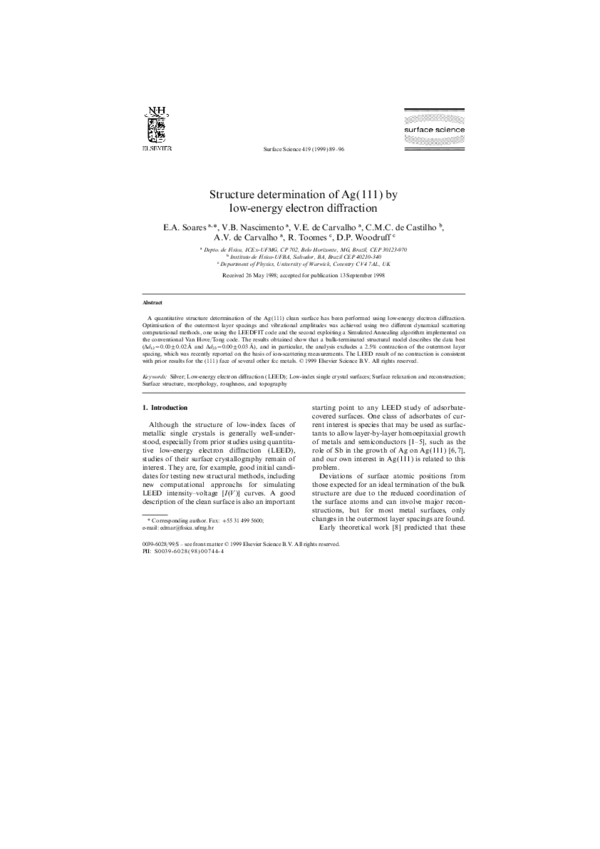 (PDF) Structure determination of Ag(111) by low-energy electron diffraction