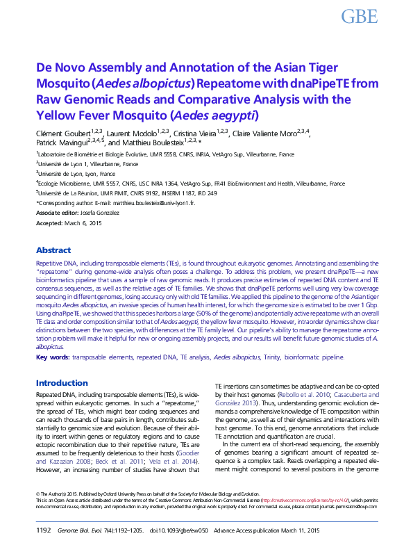 (PDF) De novo assembly and annotation of the Asian tiger mosquito (Aedes albopictus) repeatome ...