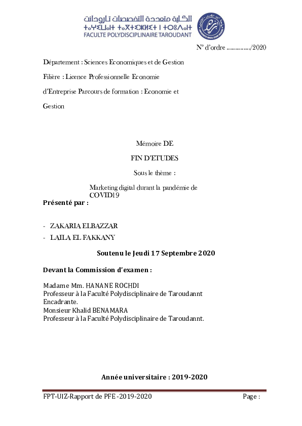 (PDF) PFE l'impacte de CVID19 sur le Marketing au Maroc (1)