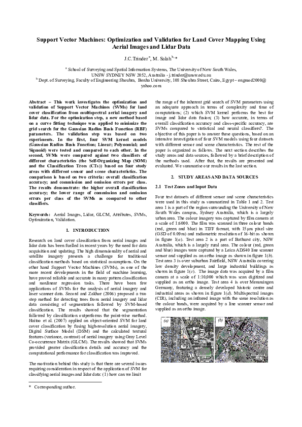 (PDF) Support Vector Machines: Optimization and Validation for Land Cover Mapping Using Aerial ...