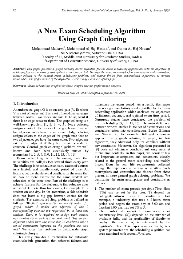 (PDF) A New Exam Scheduling Algorithm Using Graph Coloring