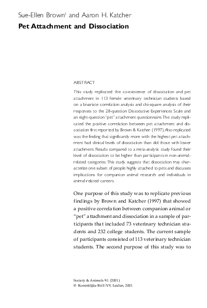 (PDF) Pet Attachment and Dissociation