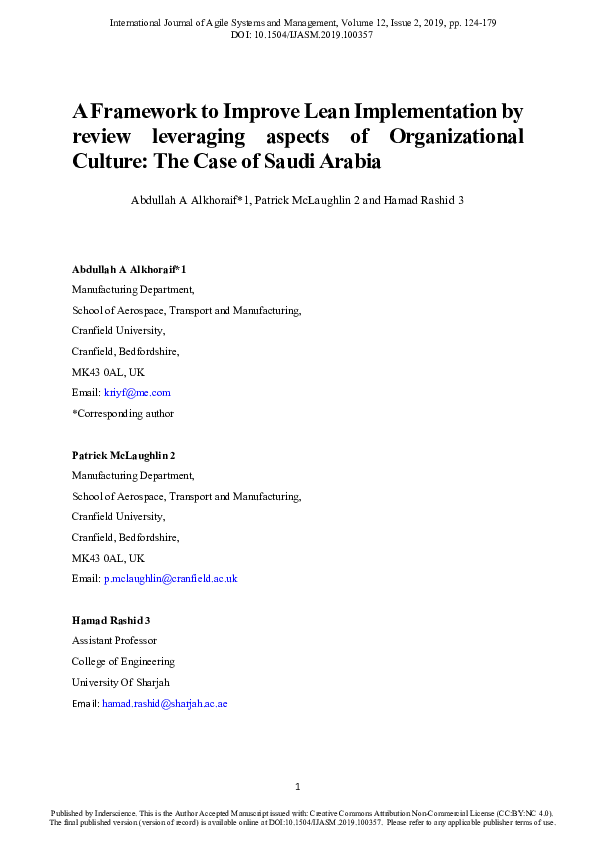 (PDF) A Framework to Improve Lean Implementation by review leveraging ...
