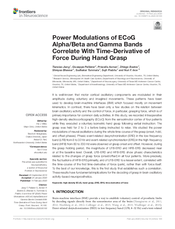 (PDF) Power Modulations of ECoG Alpha/Beta and Gamma Bands Correlate ...
