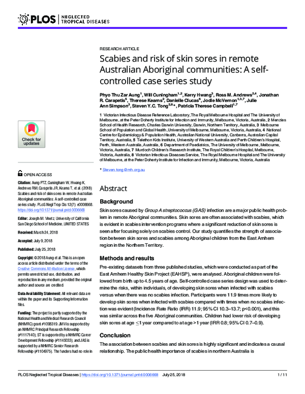 (PDF) Scabies and risk of skin sores in remote Australian Aboriginal ...