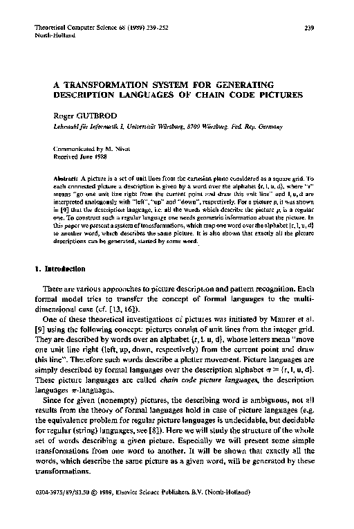 (PDF) A transformation system for generating description languages of chain code pictures