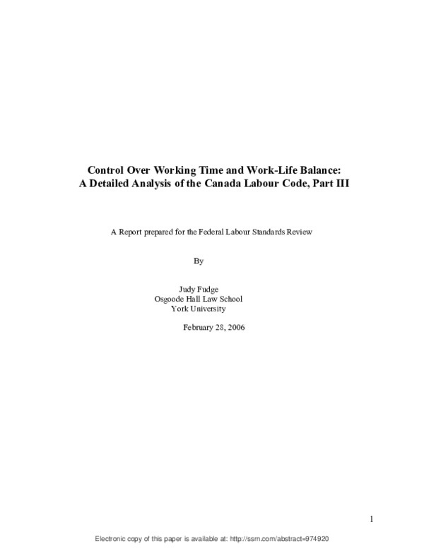 (PDF) Control Over Working Time and Work-Life Balance: A Detailed ...