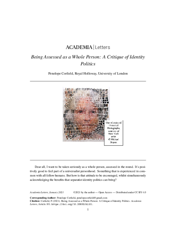 (PDF) Being Assessed as a Whole Person: A Critique of Identity Politics