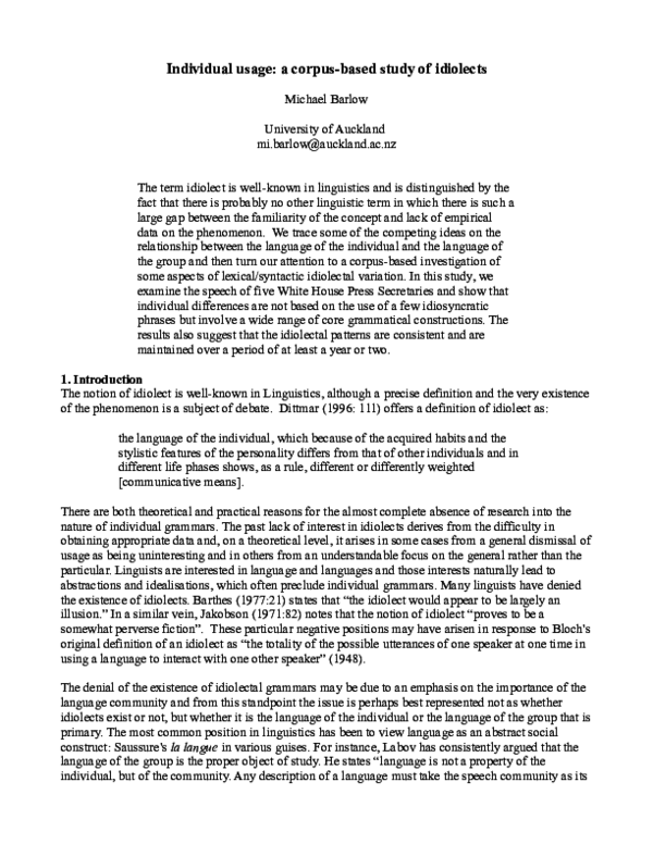 (PDF) Individual usage: A corpus-based study of idiolects