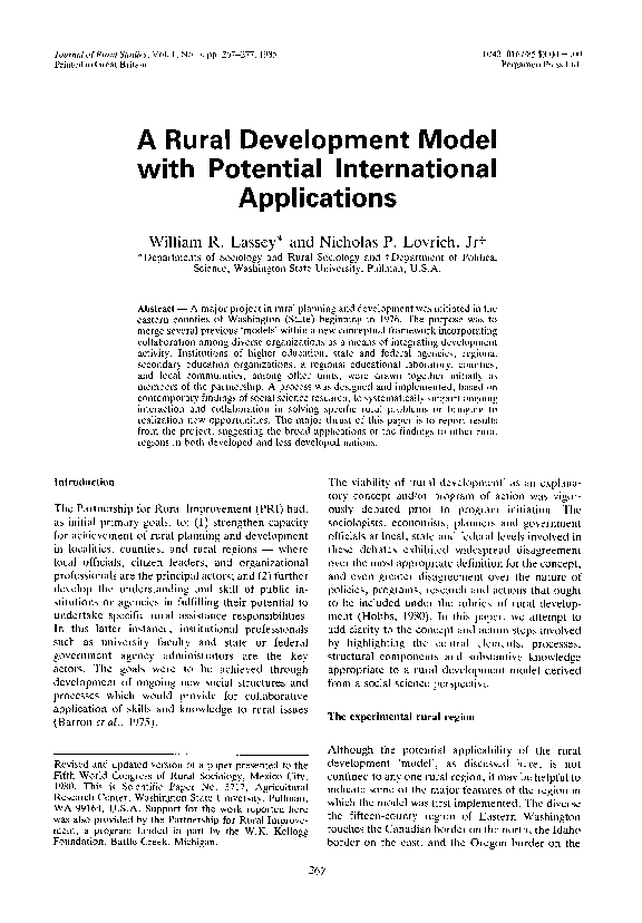 (PDF) A rural development model with potential international applications