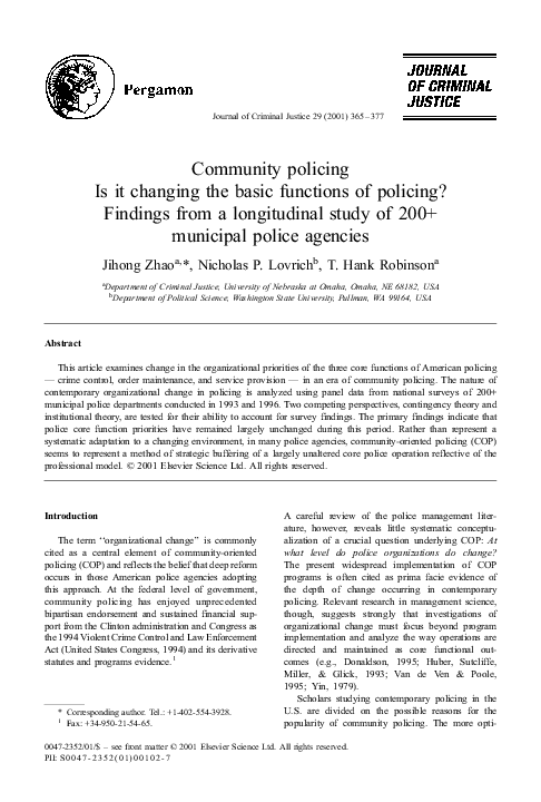 (PDF) Community policing: is it changing the basic functions of policing?