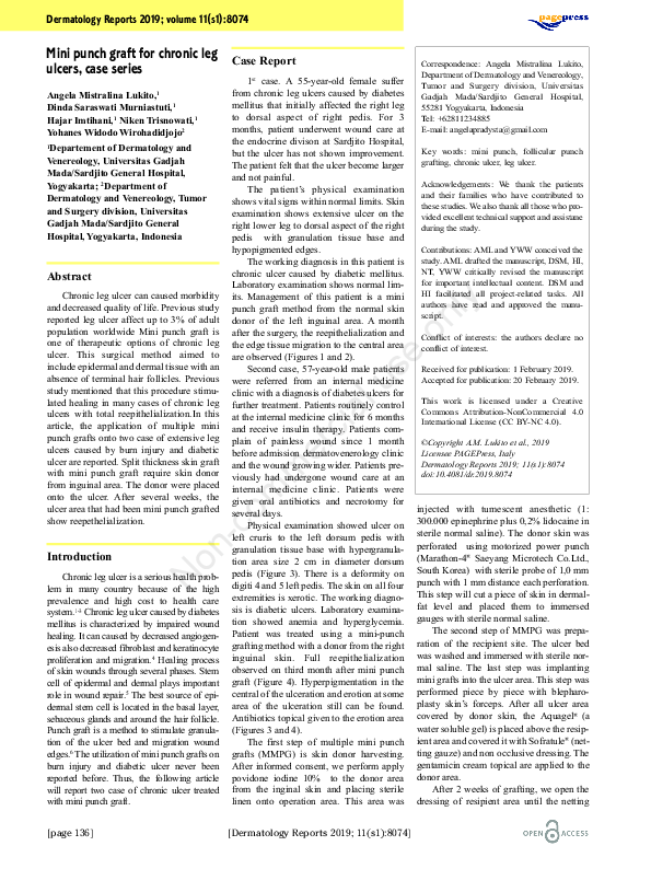 (PDF) Mini punch graft for chronic leg ulcers, case series